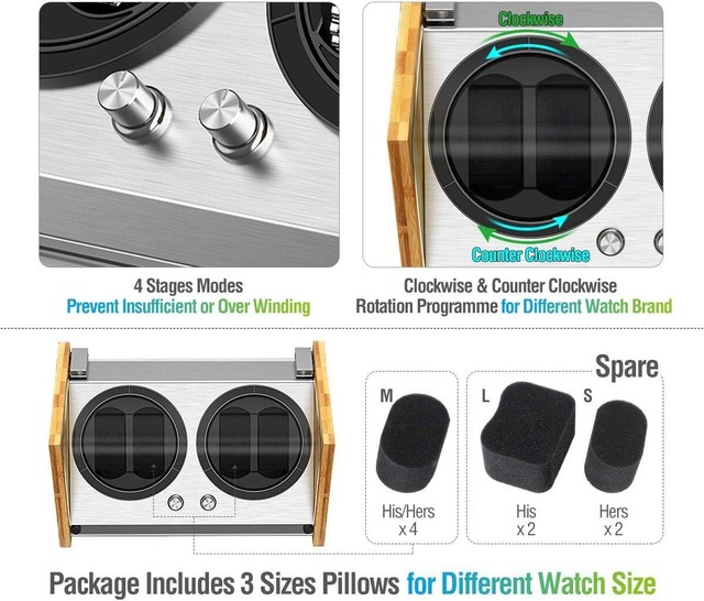 Watch Winder for 4 Automatic Watches Switch With 4 Modes Non Magnetic ...