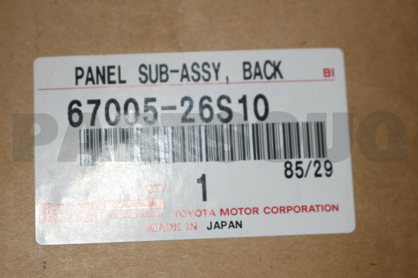6700526S10 Genuine Toyota PANEL SUB-ASSY, BACK DOOR 67005-26S10 | eBay