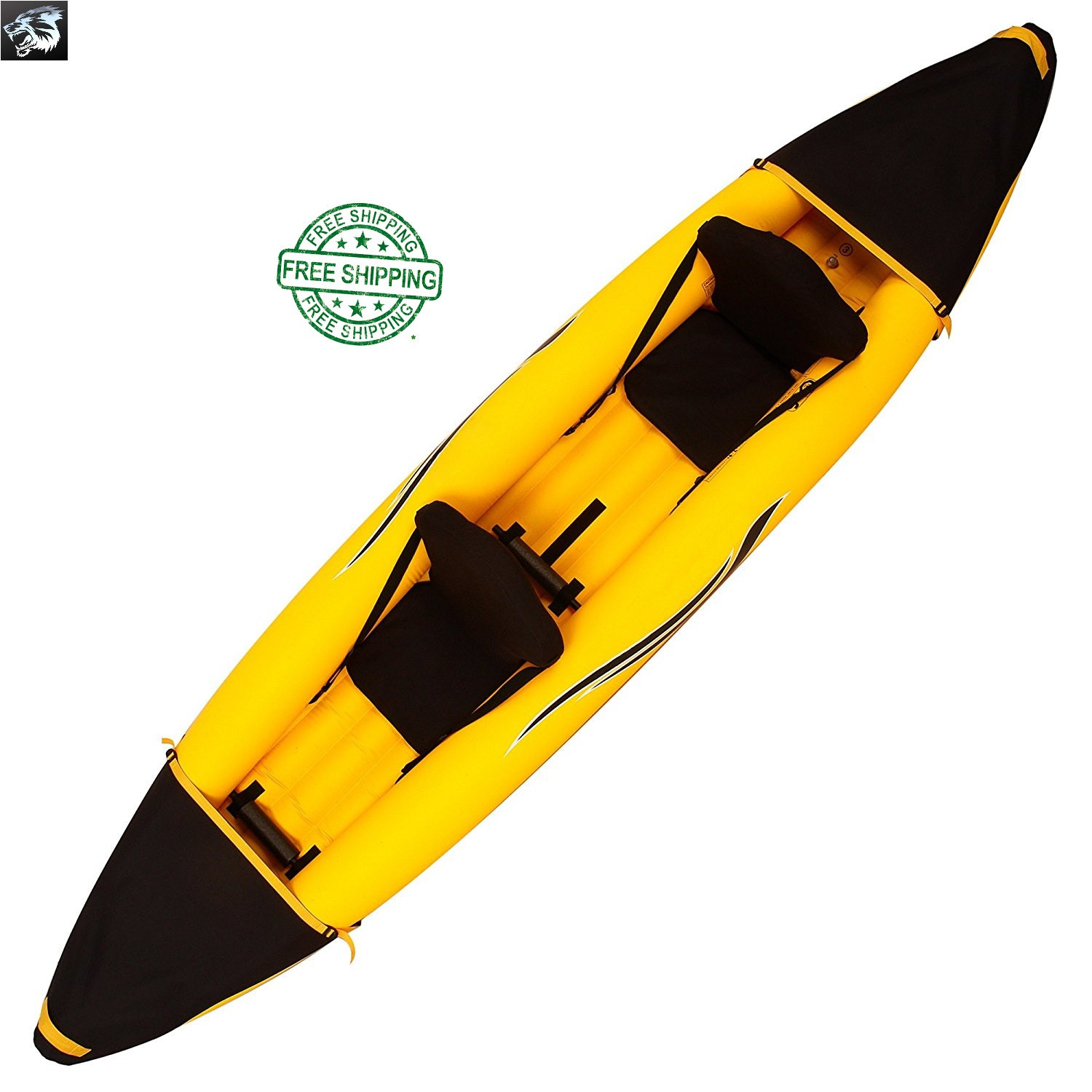 Kayak, Inflatable 2-Person Kayak W/ Fabric Seats & Aluminum Oars, Water ...