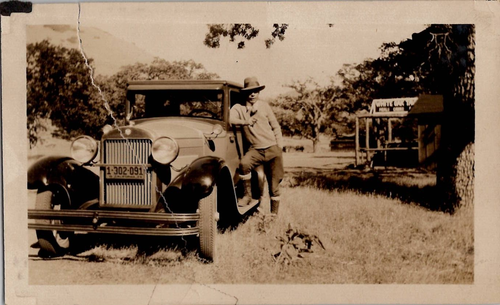 Man Smoking Cigar California License Plate Ford Model T A Car 1920 ...