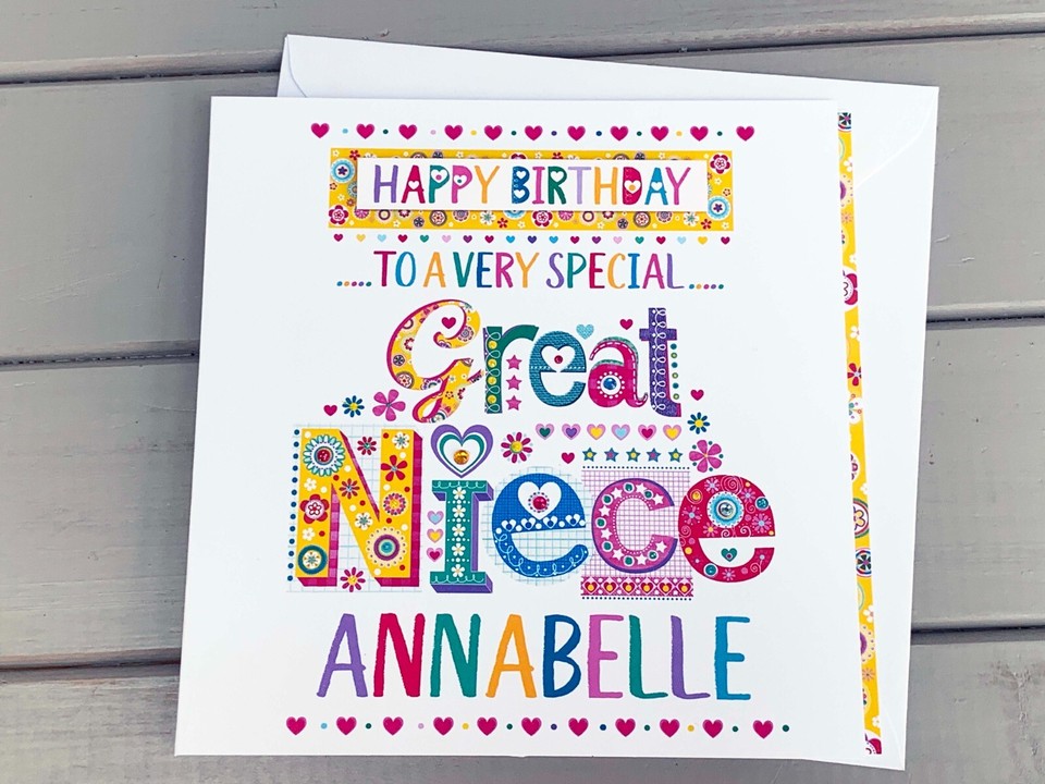 Great Niece birthday card, personalised BIRTHDAY card for a special ...