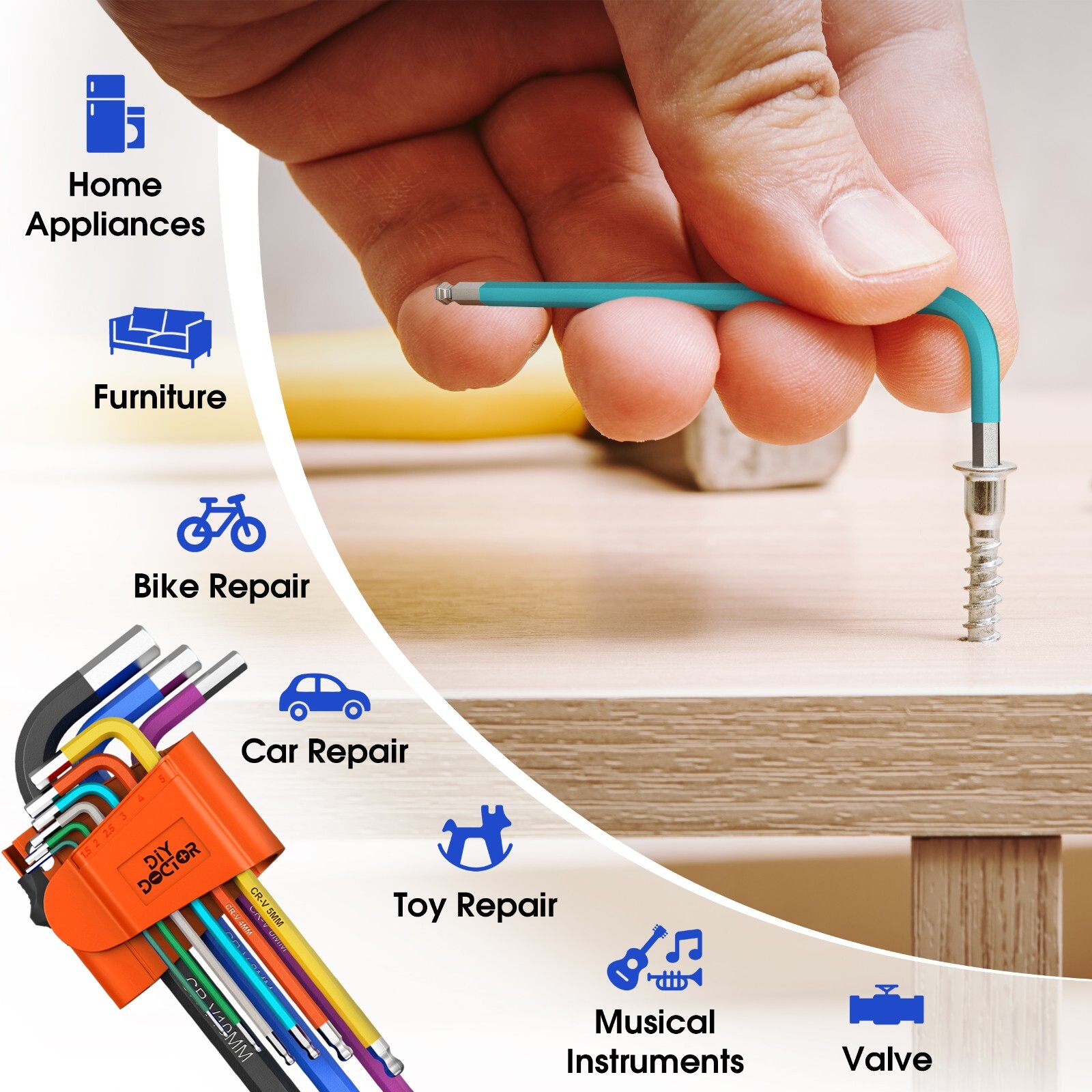 Allen Key Set Torx Metric Ball Star End Hex Long Handle Wrench Alan ...