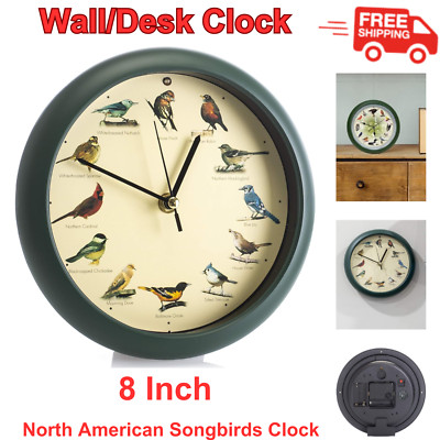 The Original Singing Bird Hanging Wall Sound Clock,8 Inch,Green Desk ...