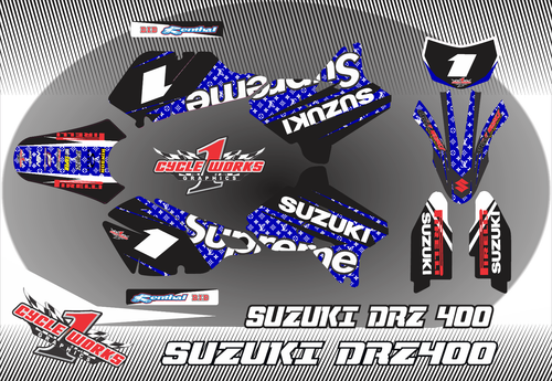 Suzuki DRZ400SM Drz400s drz400 Supermoto DRZ SEMI CUSTOM GRAPHICS KIT ...
