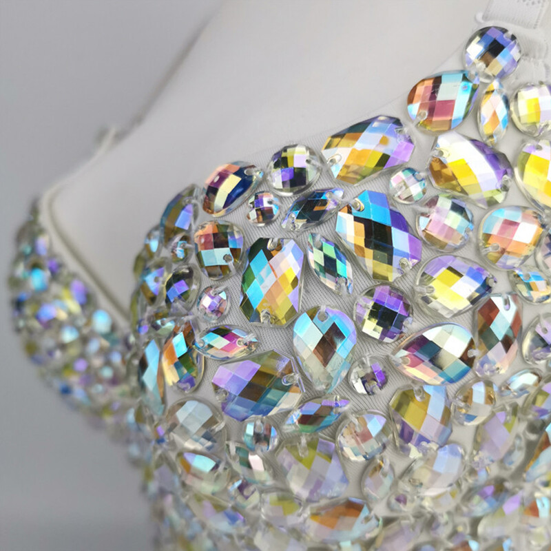 Women Sexy Shiny Diamond Rhinestones Bra Corset Bustier Crop Tank Top ...