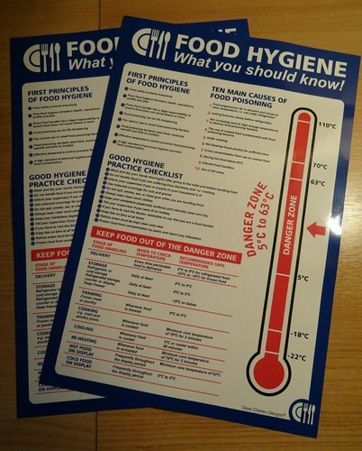 Pack of 2 food hygiene poster. what you should know temperature ...