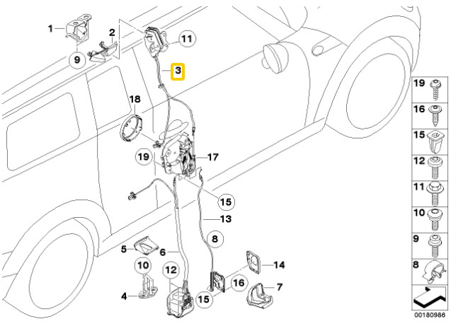 51227167491 Cerradura puerta trasera derecha BMW MINI CLUBMAN (R55 ...