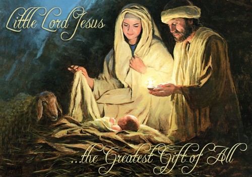 Merry Christmas Baby Jesus Birth Creche Jon McNaughton Greeting Cards ...