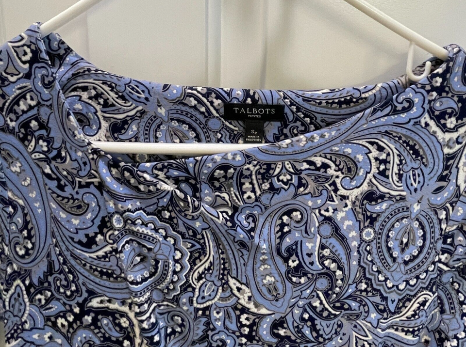 NWOT Talbots Faux Wrap Dress, Paisley, Windsor Blue-Wht, Rayon, Sz ...