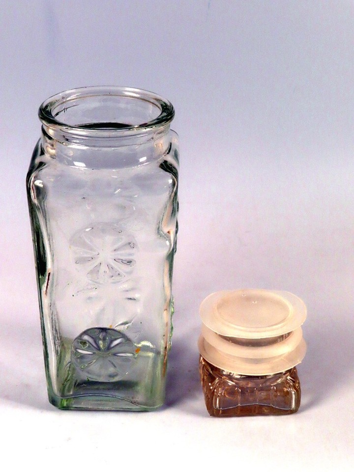 DECORATIVE SQUARE SHAPE 12 oz. CLEAR GLASS BOTTLE, HERMETIC CLOSE WITH ...