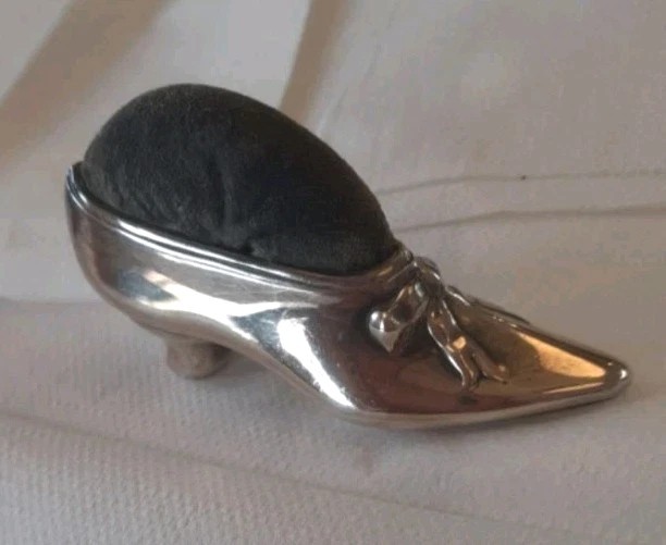Pin Cushion silver hallmark miniature shoe, vintage vgc Hallmarked ...