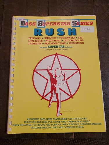 Rush Bass Superstar Series Tab Book Geddy Lee Very Rare 1986 | eBay