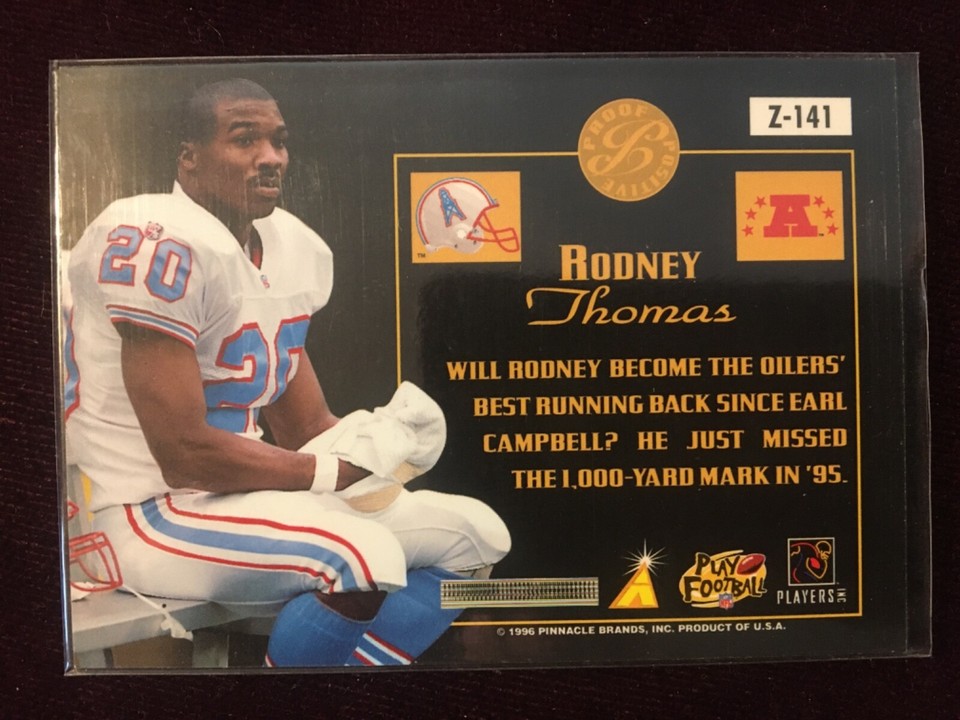 1996 Pinnacle Zenith Artist's Proof Oilers Rodney Thomas Football Card ...