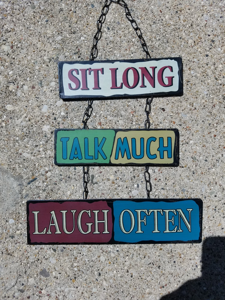 Farmhouse Metal Wall Art Sign * Sit * Talk * Laugh | eBay
