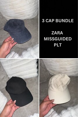 Baseball Women’s Cap Set Of 3 Denim, Black And Nude Brand New Zara PLT ...