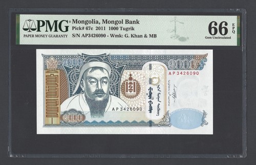 Mongolia 1000 Tugrik 2011 P67c Uncirculated Grade 66 | eBay