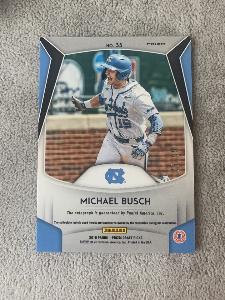 2019 Panini Prizm Draft Picks Michael Busch Auto /99 Red White Blue ...