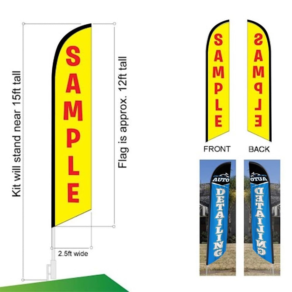 Auto Detailing Feather Banner Swooper Flag - Replacement FLAG ONLY | eBay