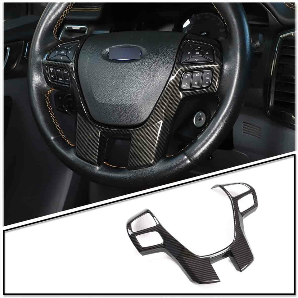 Carbon Fiber ABS Interior Steering Wheel Cover Trim For Ford Ranger ...