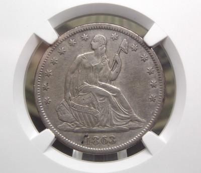 1863 "S" Seated Liberty SILVER Half Dollar 50c NGC AU Details #003 ...