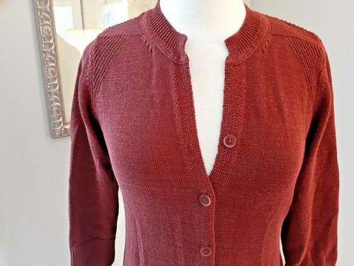 Coldwater Creek Rust Color Cardigan - 3/4 Sleeve - Back Knit Design ...