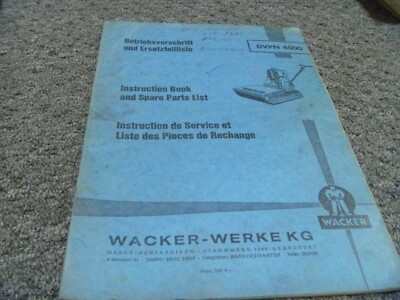 Wacker DVPN 4000 Vibration Plate Parts Catalog & Service Repair Manual ...