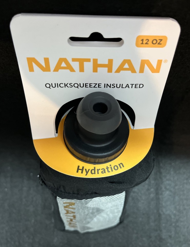 NEW! Nathan QuickSqueeze Insulated Handheld Water Bottle 12 Oz black ...