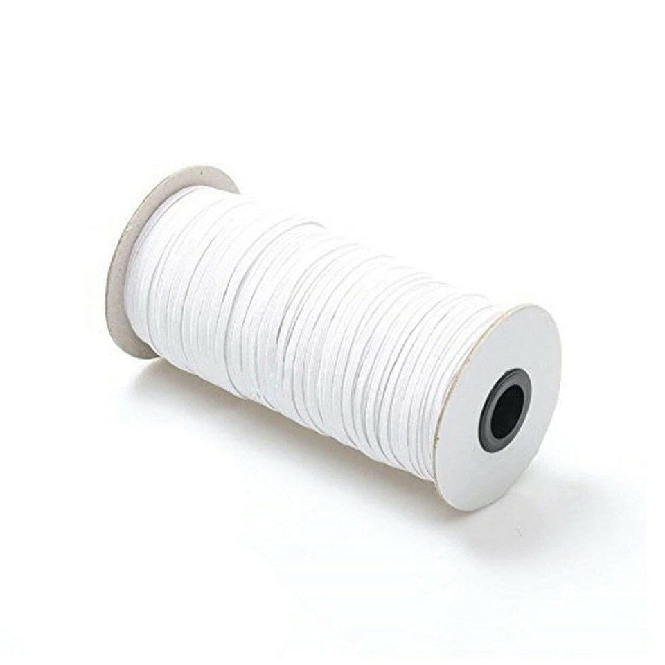 Flat Braided Elastic Band Roll 1/8" (3mm) width White/ Black 120 Yards ...