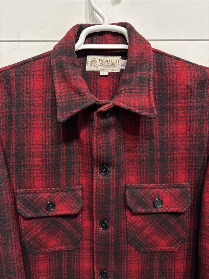 Vtg Bemidji Woolen Mills USA Plaid 100% Wool Shacket Coat Jacket Mens ...