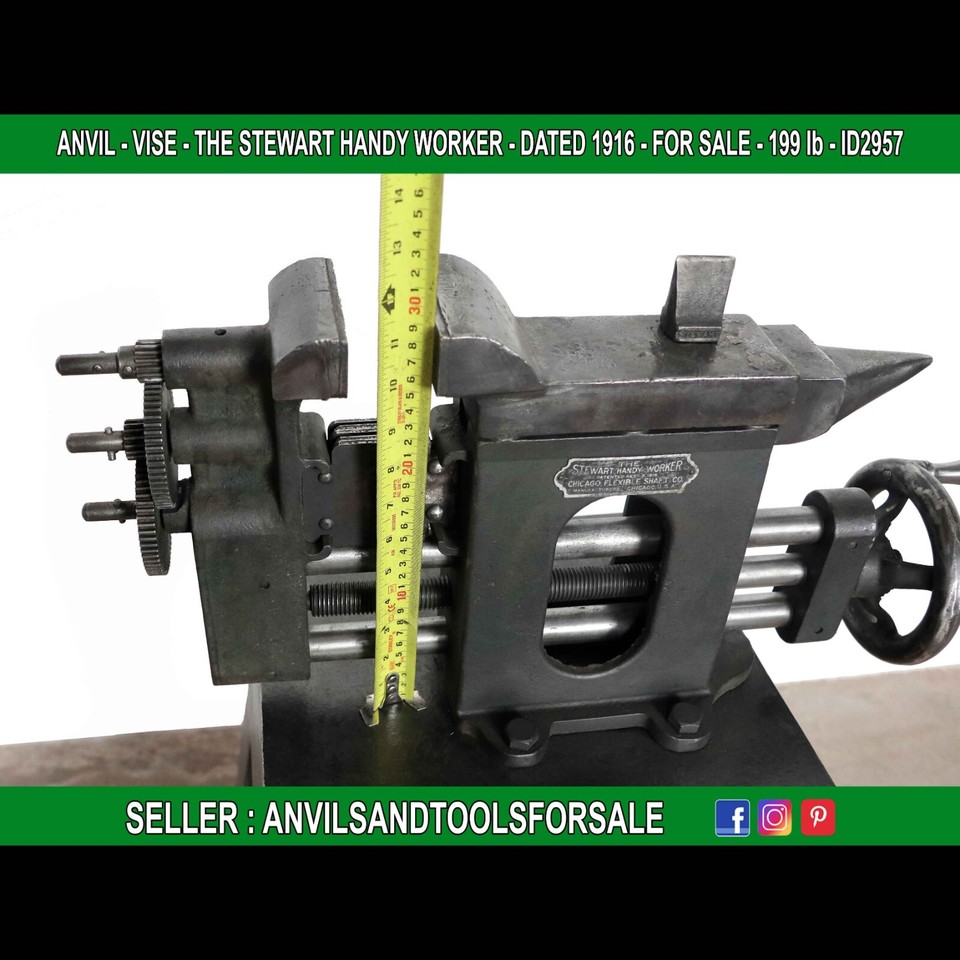 ANVIL - VISE - THE STEWART HANDY WORKER - DATED 1916 - 199 lb - ID2957 ...