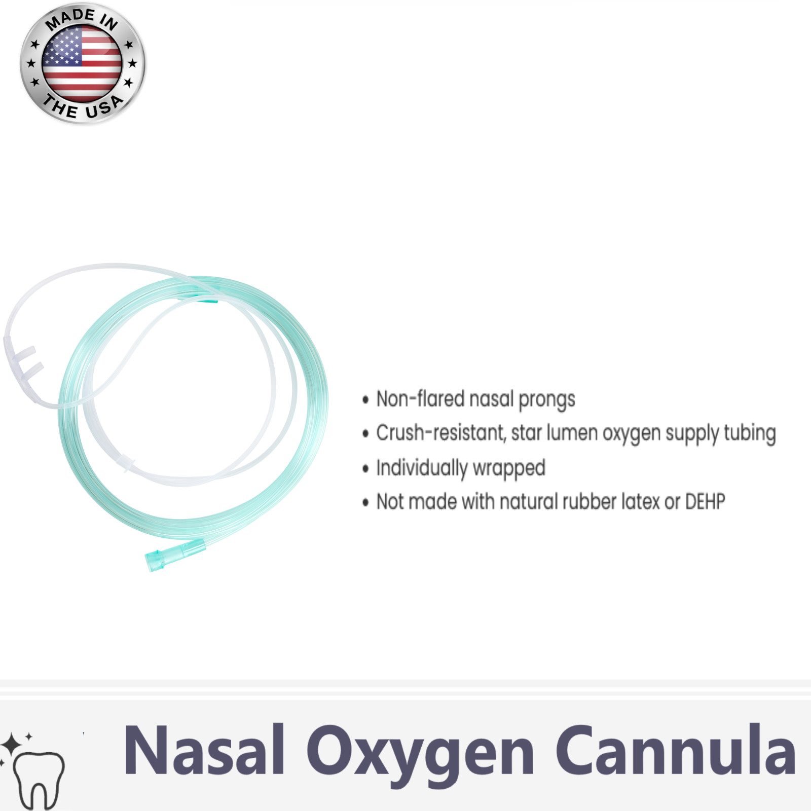 Adult Flared Tip Soft Nasal Oxygen Cannula Flex Cannulas, 10 Pack