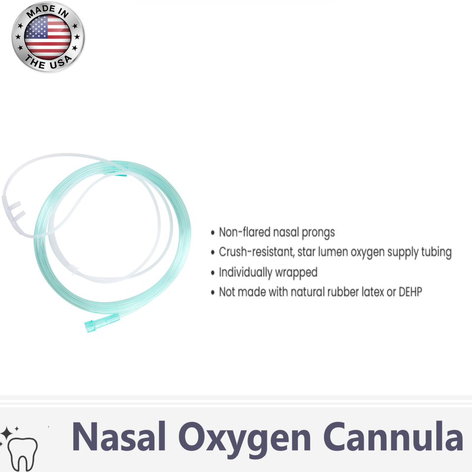 5/Pack- 7FT (2.1m) Adult Flexible Tip Soft Nasal Oxygen Cannulas Green ...