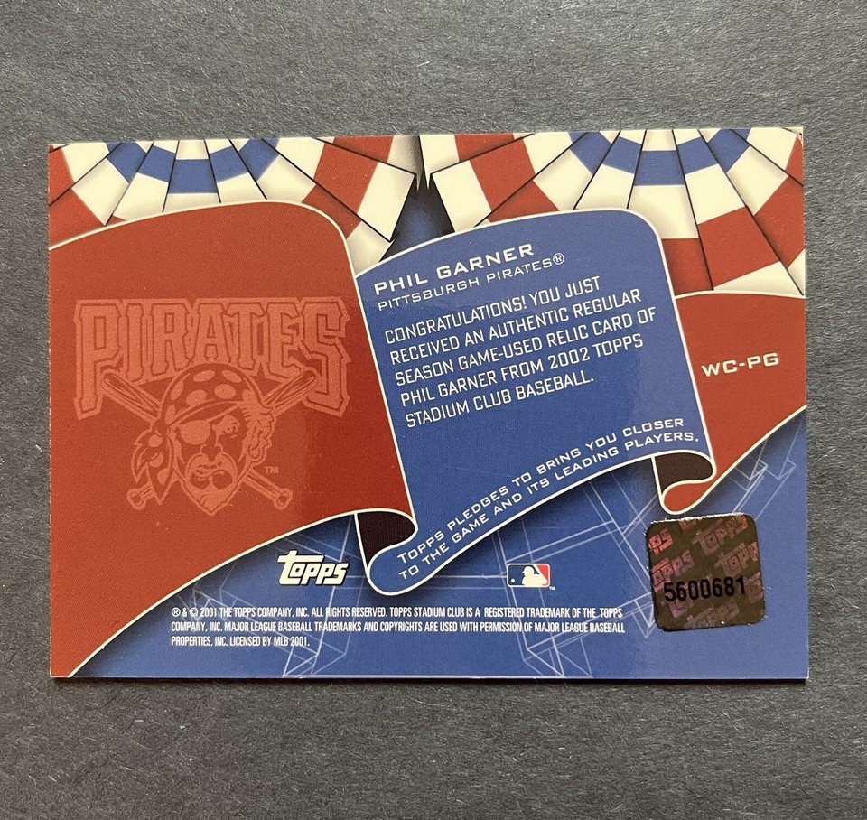 2001 Topps Stadium Club World Champions Game Used Bat Relic Phil Garner ...