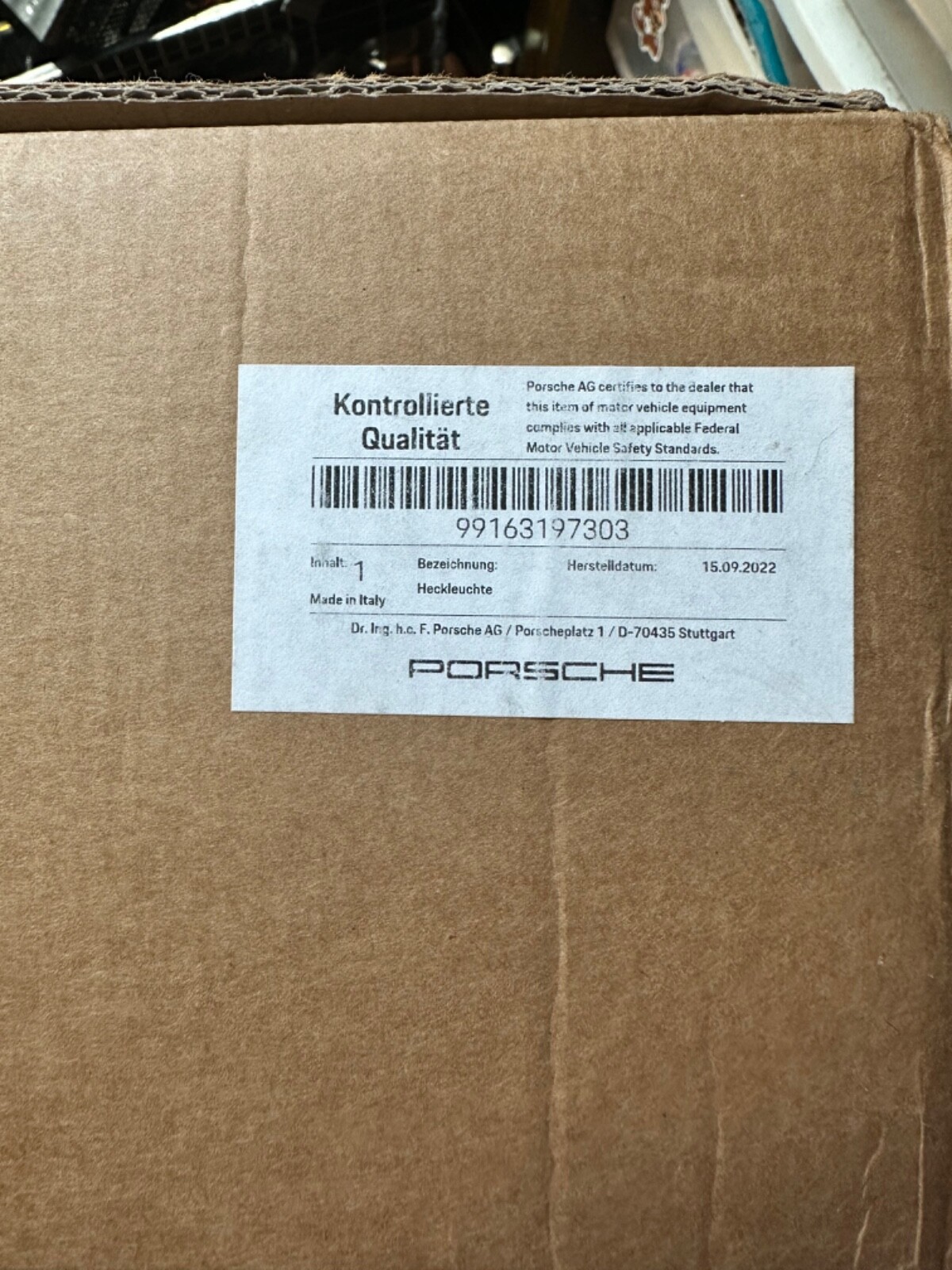 99163197302 LED Tail Light Left Black OEM Porsche 911 991 Mk2 Turbo Gt3 ...