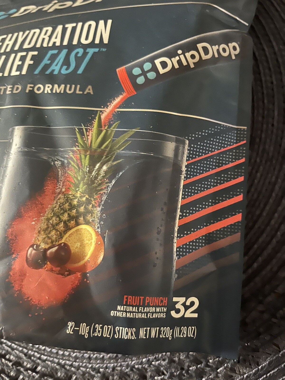 32-Pack DripDrop Electrolyte Powder Sticks- Fruit Punch , Rapid ...