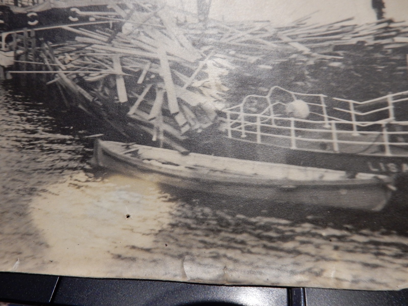 ORIG PHOTOGRAPHIC VINTAGE WW1 LISA SINKING SHIPWRECK 110 X 75 mm HMS ...
