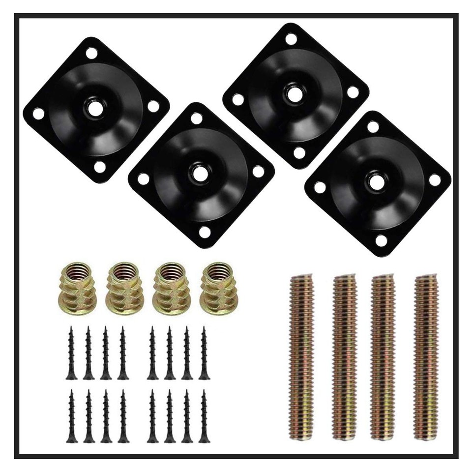 4 Pcs Leg Mounting Plates Furniture Leg Attachment Plates with Bolts ...