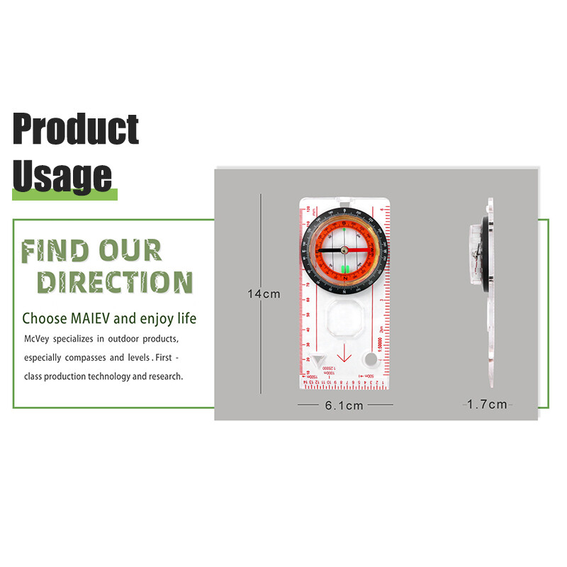 Professional Portable Magnifying Compass Ruler Scale Scout Hiking ...