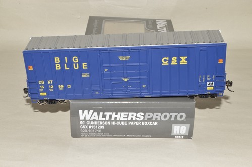 HO Walthers Proto CSX BIG BLUE 50' Gunderson hi-cube paper box car ...