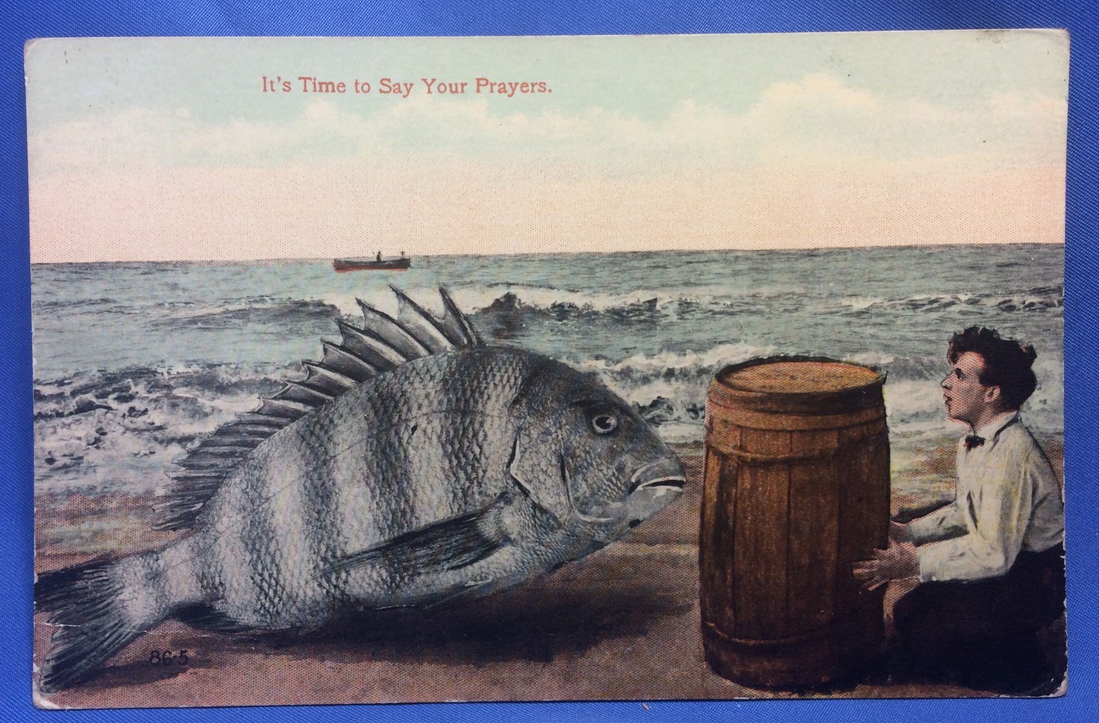 1913 Exaggerated FISH Say your PRAYERs Ocean POSTCARD Antique Original ...