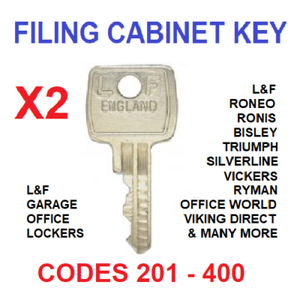 2 x Filing Cabinet Spare Key 92201 to 9240 L&F, Roneo, Bisley, Triumph ...