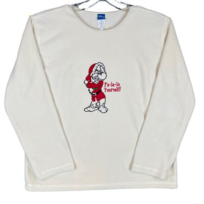 Vtg Disney Grumpy Christmas Fleece Pullover Sweater Women’s L White ...