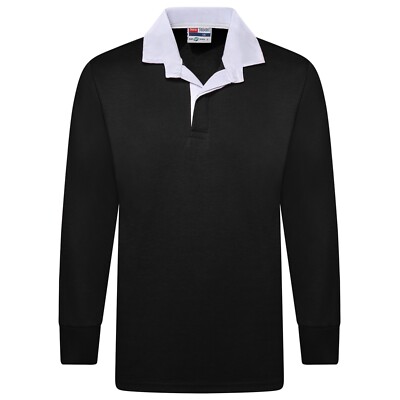 Black Rugby Shirt Retro Classic Traditional Top All Sizes S - 5XL | eBay UK