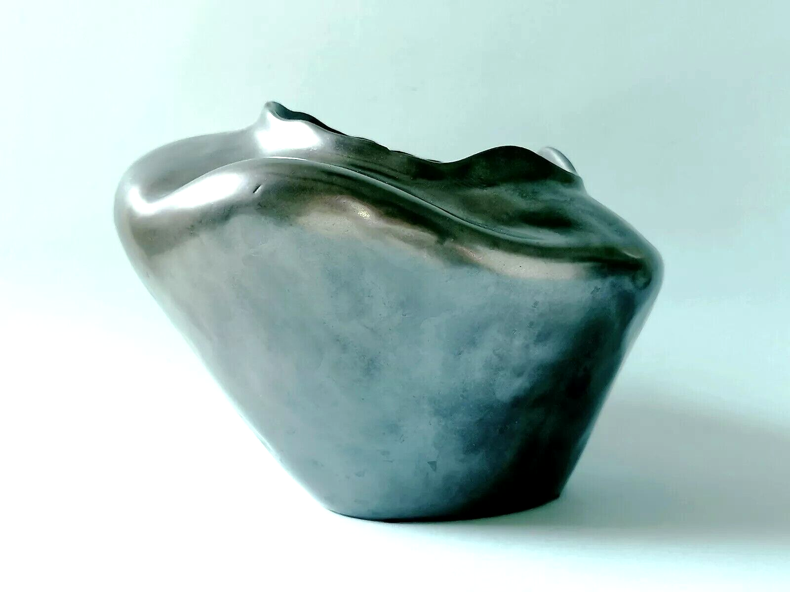 VINTAGE MODERNIST IRREGULAR PEBBLE SHAPE IKEBANA ? RAKU STUDIO POTTERY ...