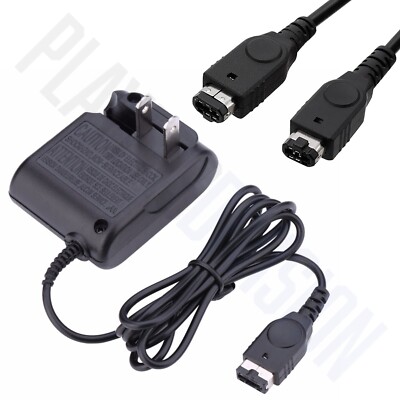 GBA SP Charger and Link Cable Set, AC Adapter and 2 Player Game Link ...