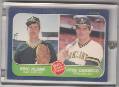 1986 FLEER BASEBALL CARD PROSPECTS #649 - JOSE CANSECO RC ERIC PLUNK RC ...