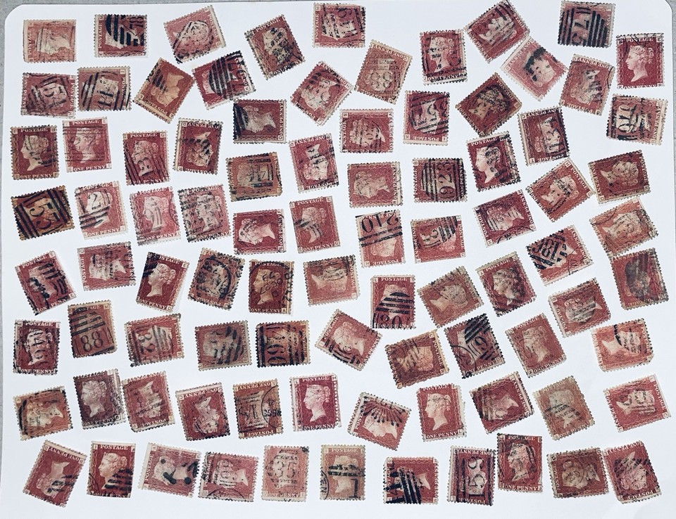 GB Sg43 1d Penny Red Stamps x210 All Mixed Plates Fair/good Quality ...