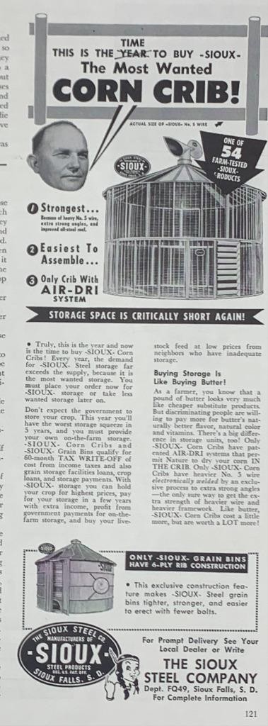 Magazine Ad* - 1954 - Sioux Steel Co., Sioux Falls, SD - Corn Cribs | eBay