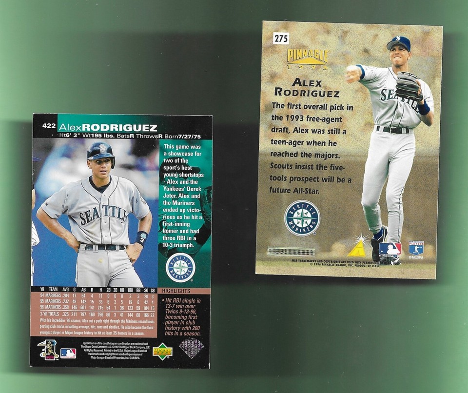 BOTH! ALEX RODRIGUEZ-SEATTLE MARINERS! 1996-97 Pinnacle/Upper Deck LOT ...
