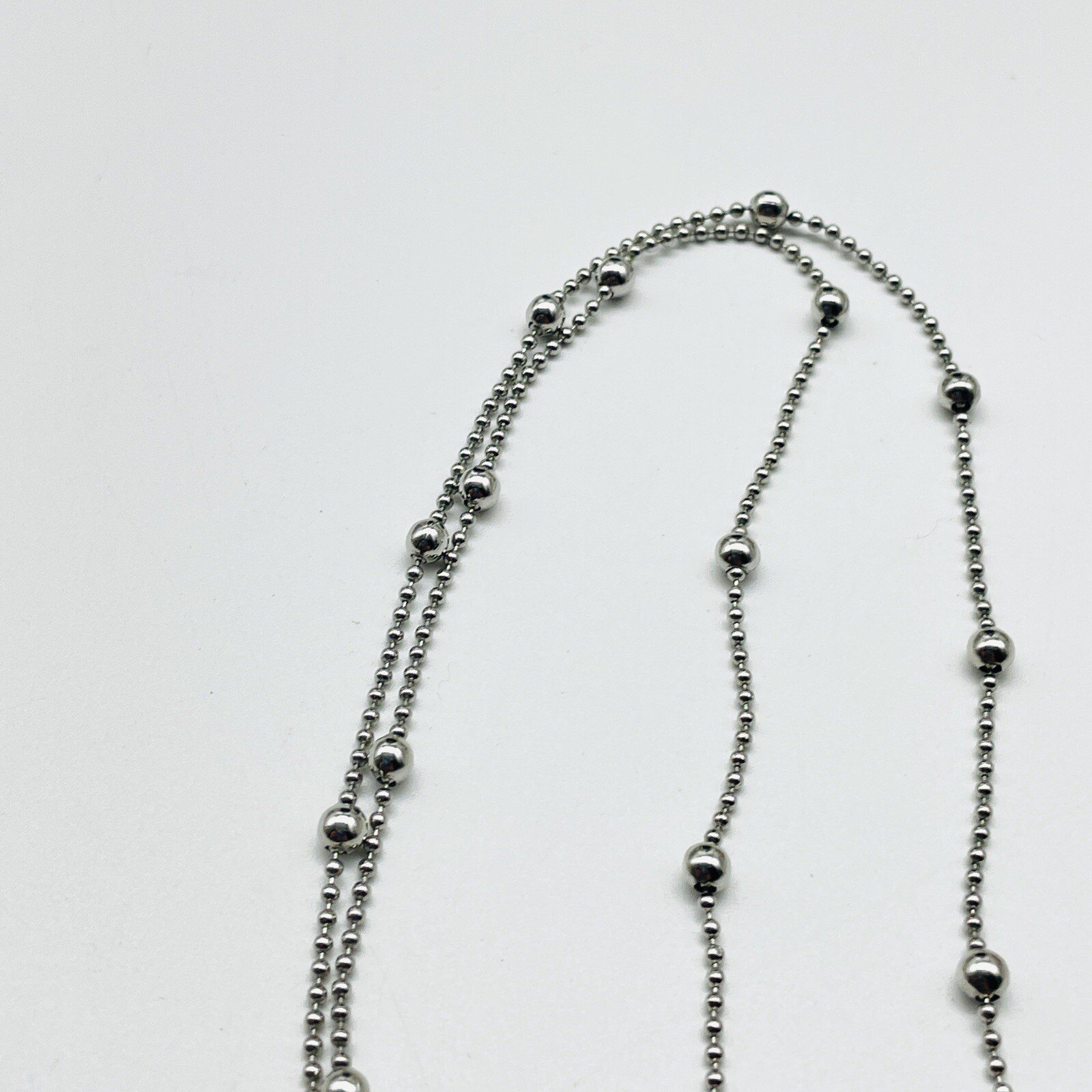 Metallic Bead Station Necklace Silver Tone Classic Career Cosplay LARP ...